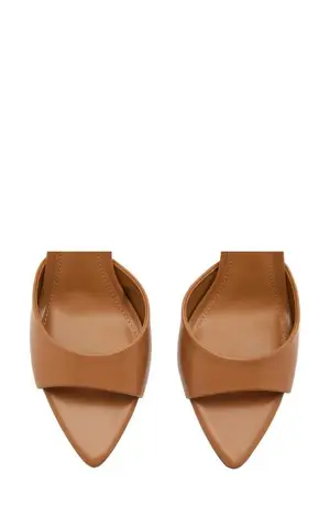 Mango Pointed Toe Stiletto Sandals - Medium Brown