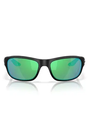 COSTA DEL MAR Clipperton 58mm Polarized Sunglasses - Matte Black/ Green Mirror 580g