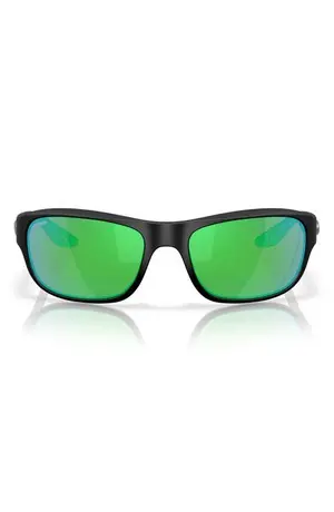 COSTA DEL MAR Clipperton 58mm Polarized Sunglasses - Matte Black/ Green Mirror 580p