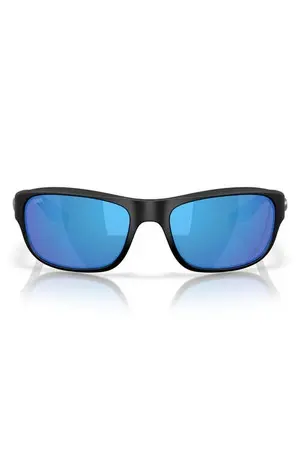 COSTA DEL MAR Clipperton 58mm Polarized Sunglasses - Matte Black/blue Mirror 580g
