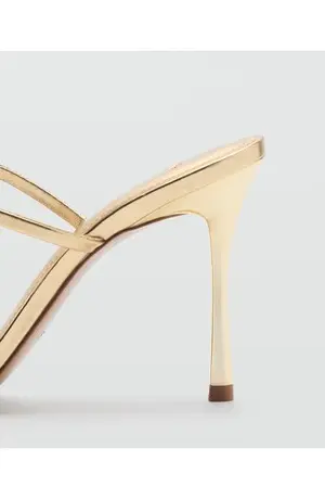 Mango Stiletto Heel Slides - Gold