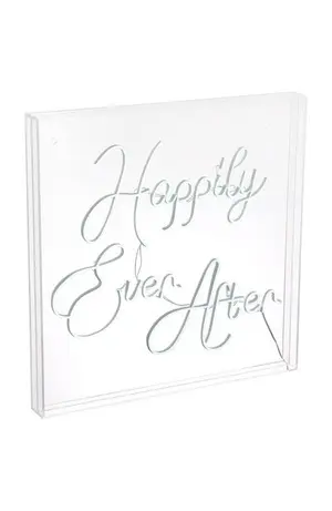 JONATHAN Y Happily Ever After 23.63" Square Contemporary Glam Acrylic Box Usb Operated Led Neon Light - White