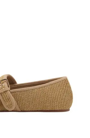 Mango Buckle Woven Mary Jane Flat