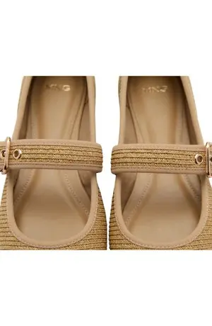 Mango Buckle Woven Mary Jane Flat