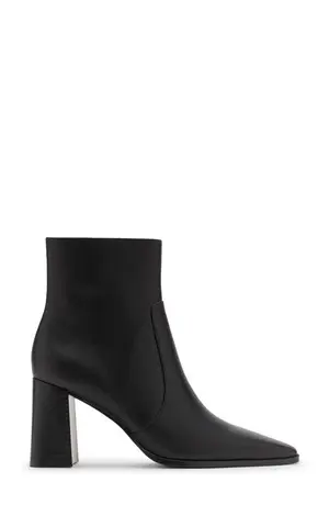 Mango Block Heel Leather Bootie