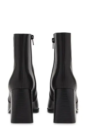 Mango Block Heel Leather Bootie