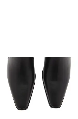 Mango Block Heel Leather Bootie