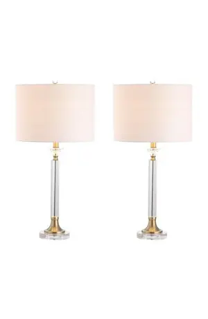 JONATHAN Y Mark 28" Crystal/metal Led Table Lamp - Clear/brass Gold