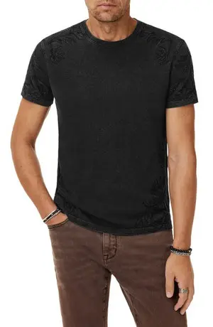 John Varvatos Floral Embroidered Organic Cotton T-shirt