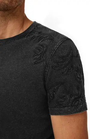 John Varvatos Floral Embroidered Organic Cotton T-shirt