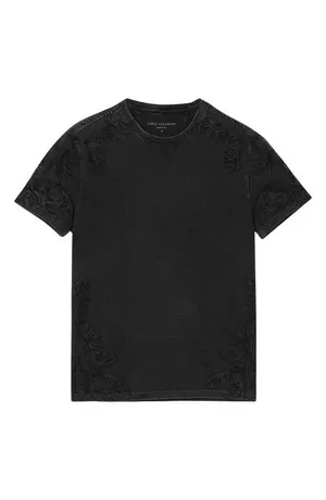 John Varvatos Floral Embroidered Organic Cotton T-shirt