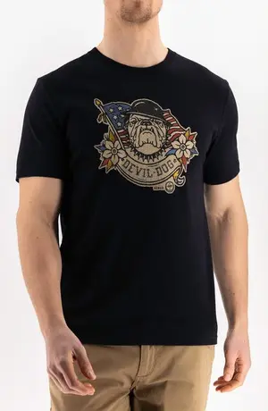 DEVIL-DOG DUNGAREES Alpha Dog Graphic T-shirt - Black