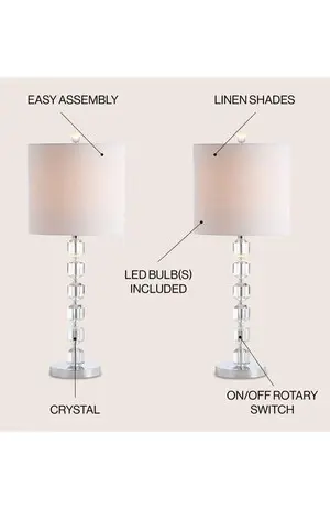 JONATHAN Y Cary 27.5" Modern Stacked Crystal/metal Led Table Lamp
