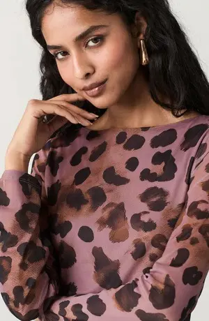 NEXT Animal Print Mesh Minidress