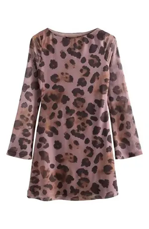 NEXT Animal Print Mesh Minidress