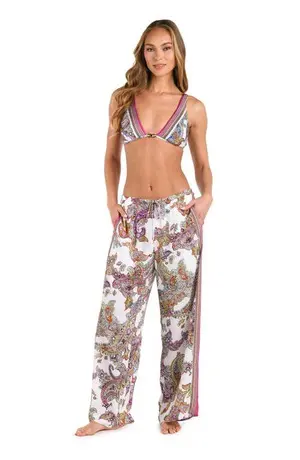 L'Agence Geraldine Printed Wide Leg Pants