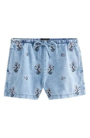NEXT Embroidered Tie Waist Denim Shorts