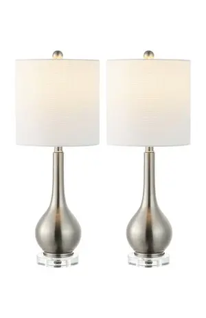 JONATHAN Y Dylan 25" Metal/crystal Teardrop Led Table Lamp - Nickel