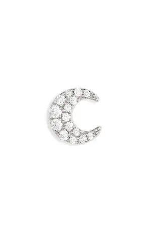 MARIA TASH Diamond Moon Threaded Stud Earring - White Gold