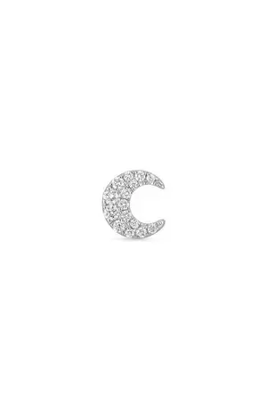 MARIA TASH Diamond Moon Threaded Stud Earring - White Gold