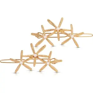 Ettika Triple Starfish Barrettes Set Of 2 - Gold