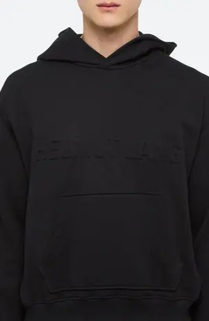 Helmut Lang Embossed Studio Logo Hoodie - Black