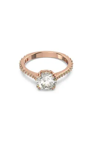 SWAROVSKI Stilla Crystal Cocktail Ring - Crystal/ Rose Gold