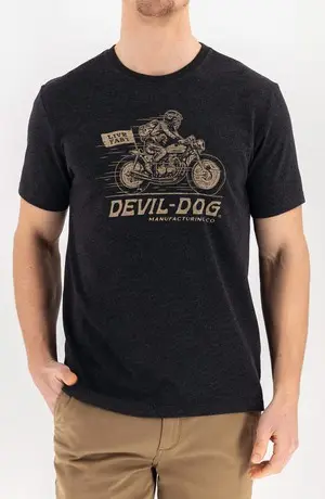 DEVIL-DOG DUNGAREES Live Fast Graphic T-shirt - Dark Grey