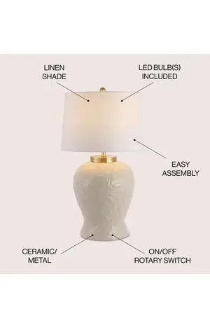 JONATHAN Y Regency Palm Leaf 31.5" Ceramic/metal Bohemian Cottage Led Table Lamp