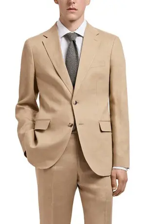 Mango Slim Fit Linen Sport Coat - Beige