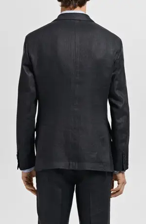 Mango Slim Fit Linen Sport Coat - Black
