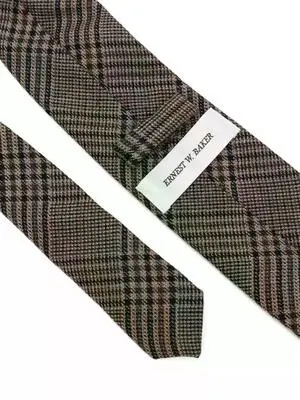 ERNEST W. BAKER Classic Check Pattern Tie - Brown