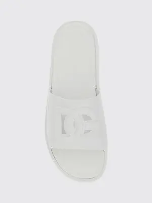 Dolce & Gabbana Rubber Slides With Carved Dg Monogram - White