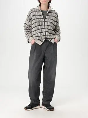 Brunello Cucinelli Striped Zip-up Sweater