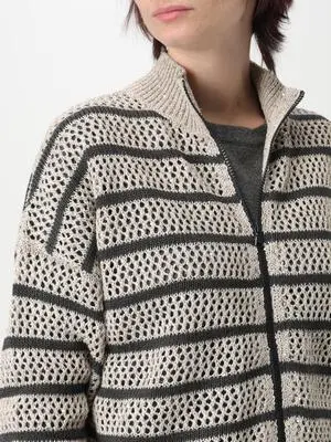 Brunello Cucinelli Striped Zip-up Sweater