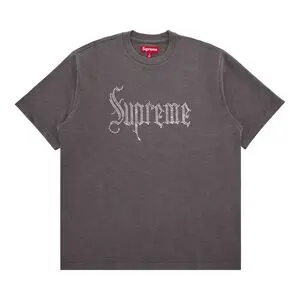 Supreme Rhinestone Short-sleeve Top - Grey