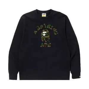 A BATHING APE 1st Camo College Long-sleeve Tee - Black