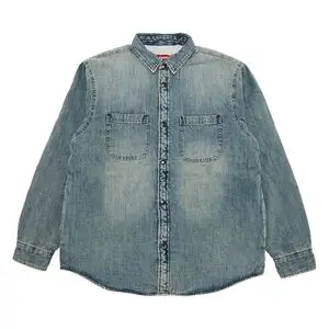 Supreme Faux Shearling Lined Work Shirt 'washed Indigo Denim - Blue