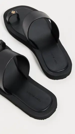 Tory Burch Toe Ring Flip Flops - Perfect Black / Perfect Black