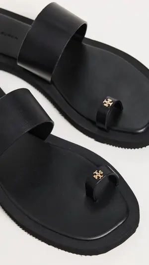 Tory Burch Toe Ring Flip Flops - Perfect Black / Perfect Black