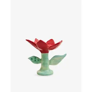 LAETITIA ROUGET Irina Earthenware Candle Holder - Green & Red