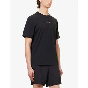 Lululemon Zeroed In Brand-print Stretch Cotton-blend T-shirt - Black