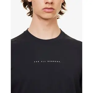 Lululemon Zeroed In Brand-print Stretch Cotton-blend T-shirt - Black