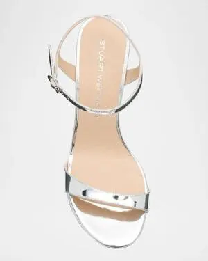STUART WEITZMAN Stuart Weitzman Babette Metallic Ankle-Strap Sandals Silver