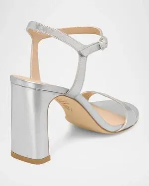 STUART WEITZMAN Babette Metallic Ankle-strap Sandals - Silver