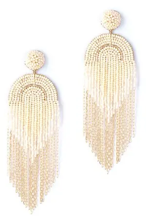 Deepa Gurnani Circe Beaded Fringe Drop Earrings - Yellow