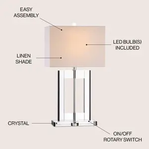 JONATHAN Y Parish 26" Crystal Led Table Lamp
