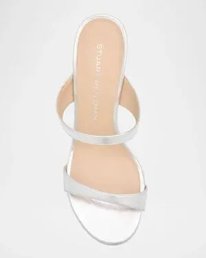 STUART WEITZMAN Stuart Weitzman Nudist Metallic Slide Sandals Silver