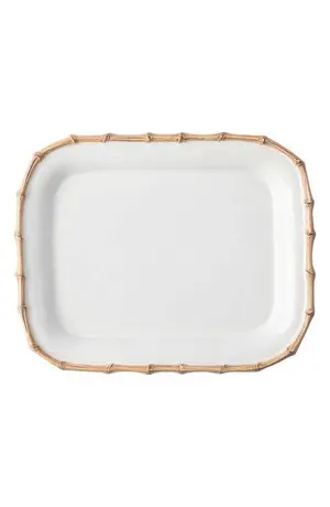 JULISKA Bamboo Ceramic Rectangular Platter - Bamboo/ Natural