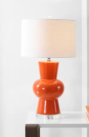 JONATHAN Y Julia 28.5" Ceramic Led Table Lamp - Coral